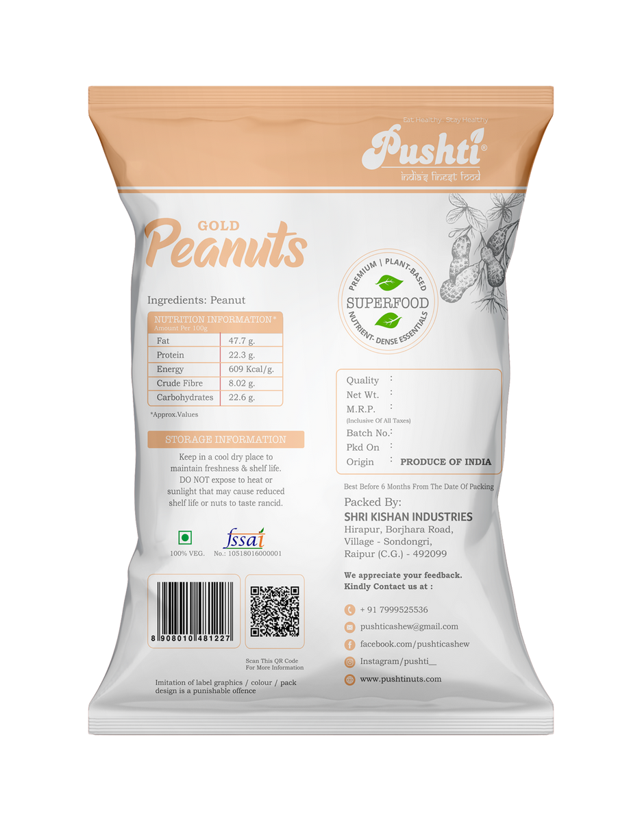 Pushti Peanuts Gold - 500G – Pushti Nuts