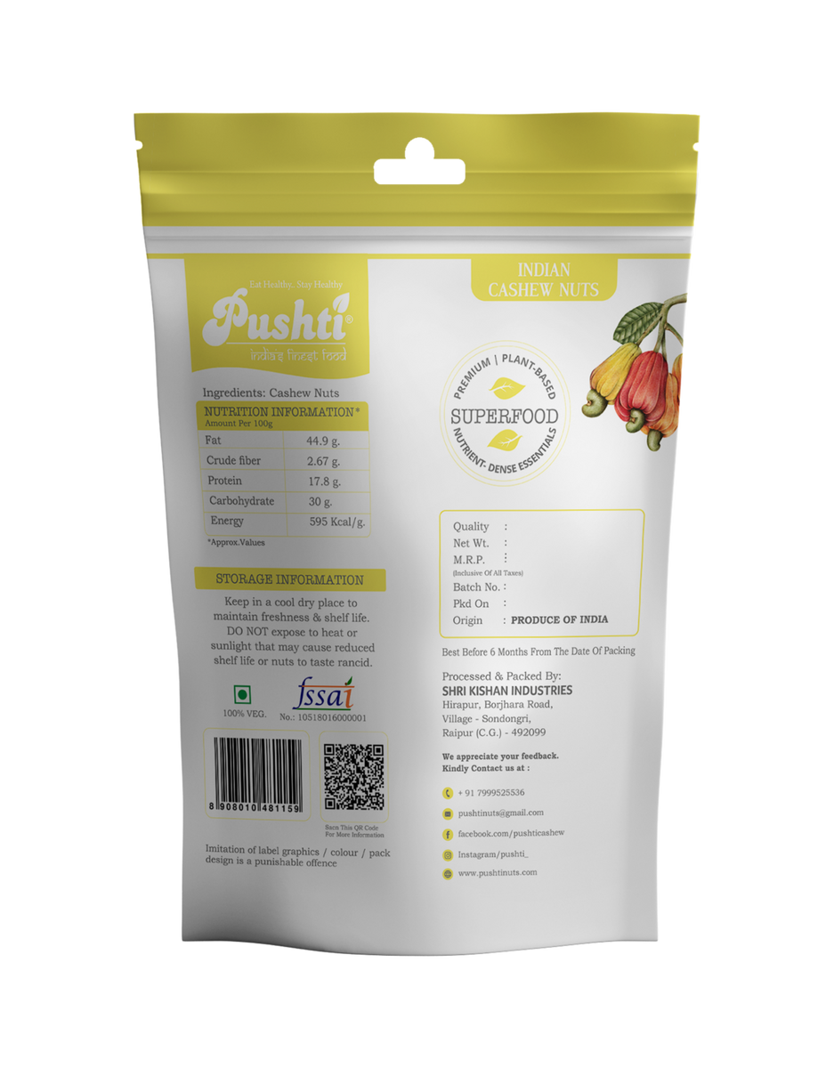 Pushti Indian Silver Cashew Nuts – Pushti Nuts
